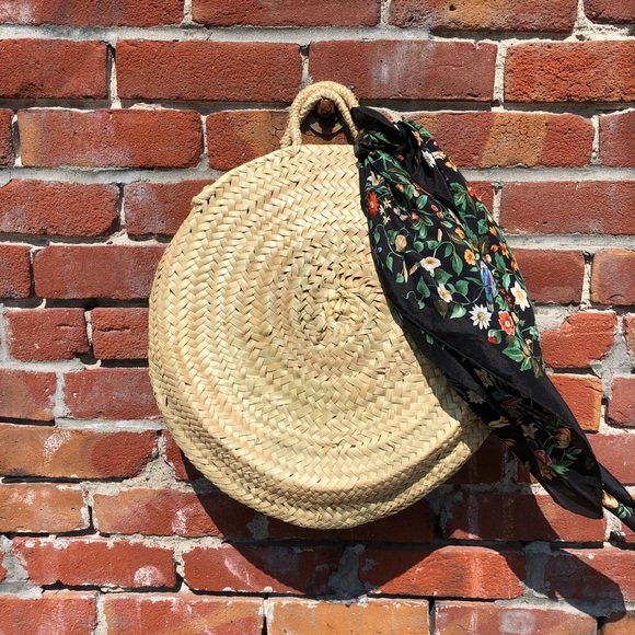 Bags | Handmade French Moroccan Round Rattan Tote | Poshmark